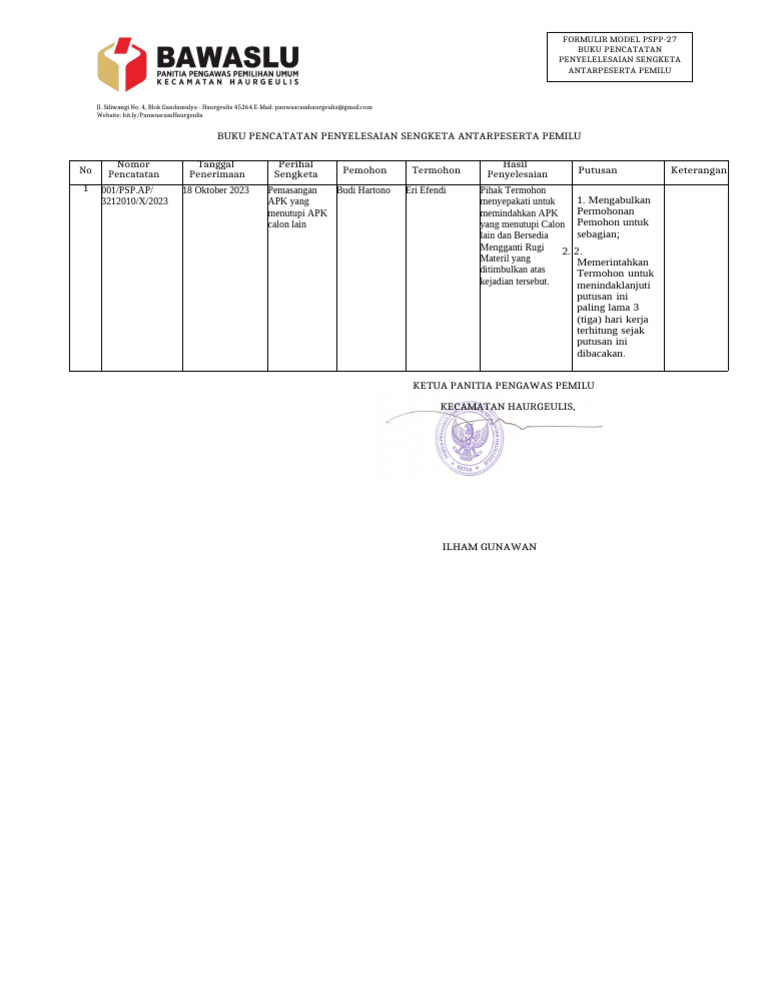 Formulir Model 27 | PDF