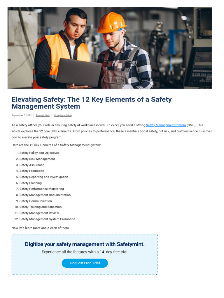 12 Elements of Safety Management System | PDF | Safety | Occupational ...