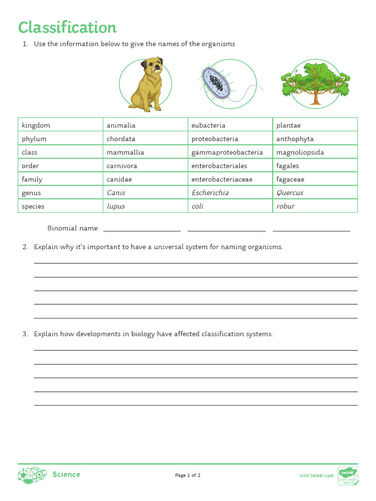 Organism Classification and Naming System | PDF | Taxonomy (Biology ...