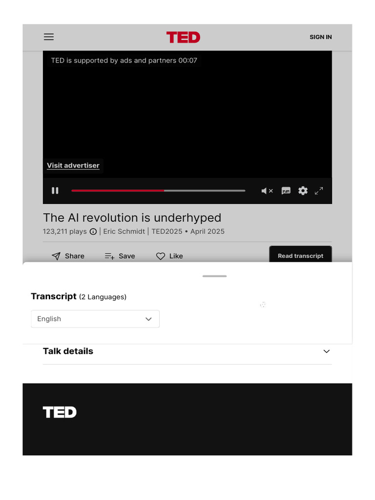 Eric Schmidt - The AI Revolution Is Underhyped - TED Talk | PDF