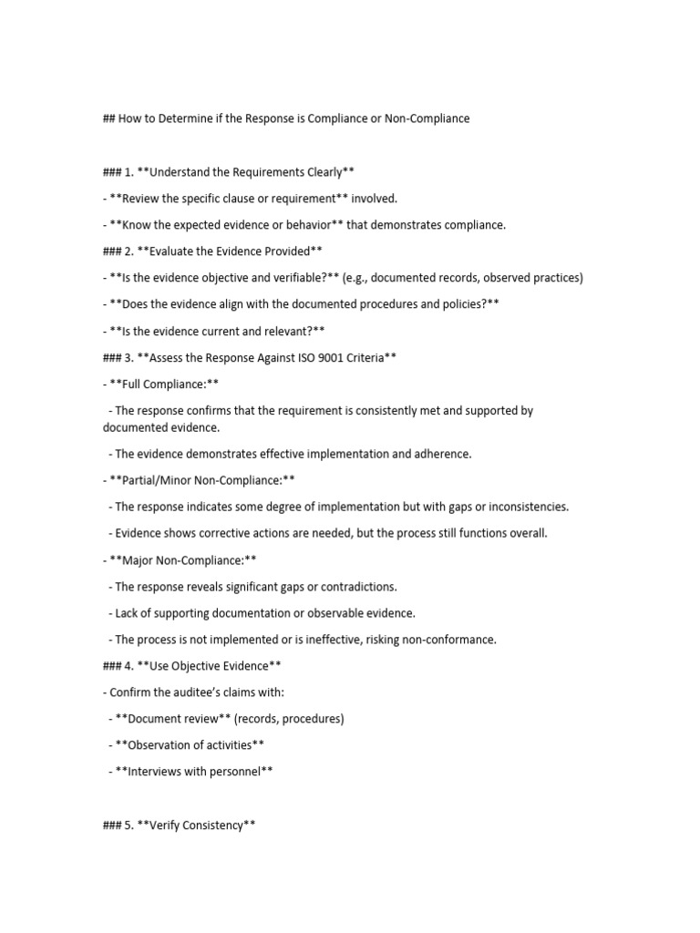 Compliance vs Non-Compliance Guide | PDF