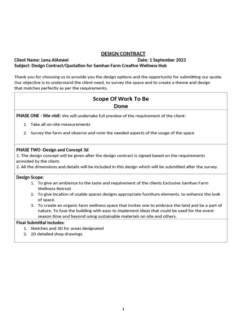 Design Contract Quotation | PDF