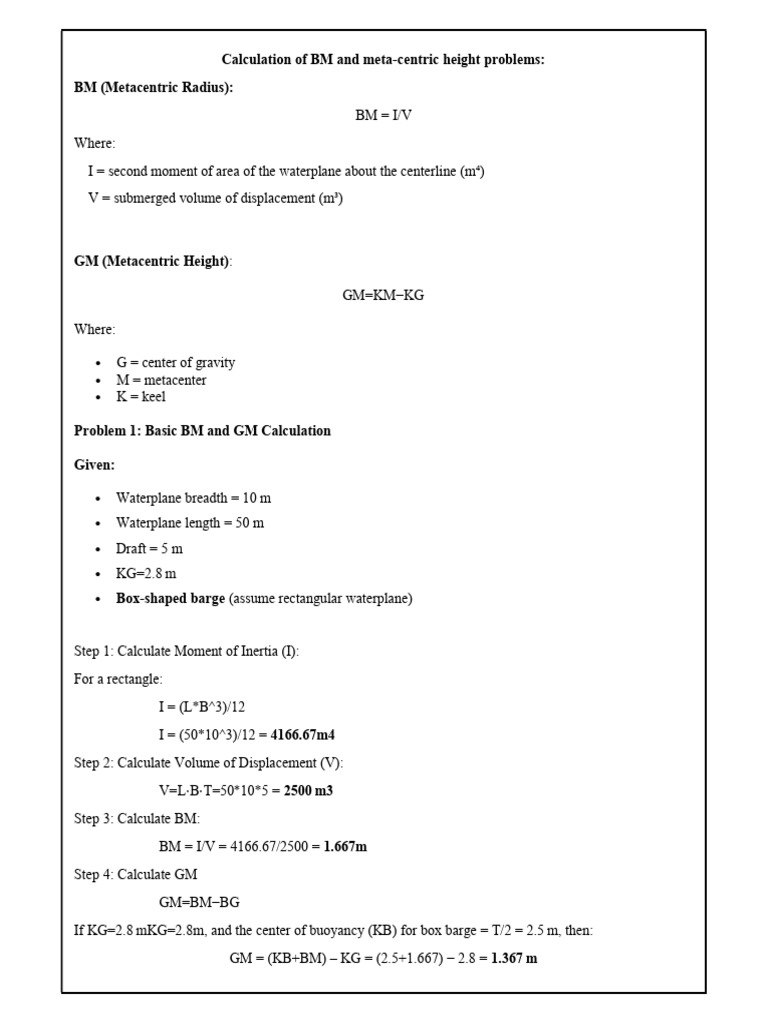 Calculation of BM and Meta-Problems | PDF