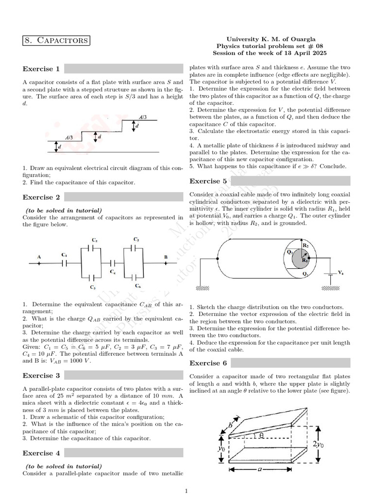 Tutorial Problem Set 08 | PDF | Capacitor | Capacitance