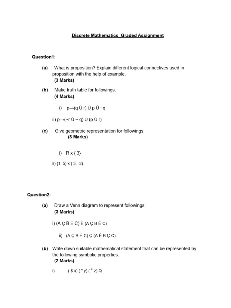 Discrete Mathematics Graded Assignment | PDF