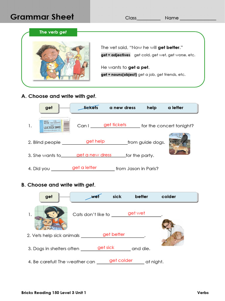 Bricks Reading 150 - L3 - Grammar Sheet - Answer Key | PDF | Adverb ...