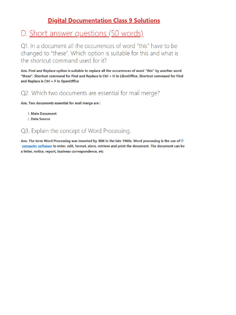 Chapter 3 Digital Documentation Answer Key | PDF