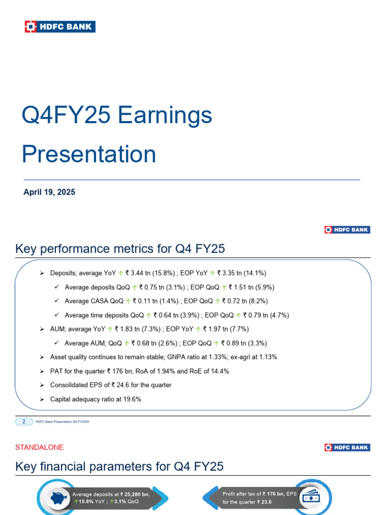 HDFC Investors Presentation | PDF | Income Statement | Economies