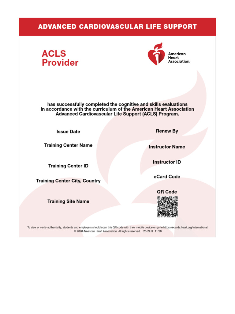 ACLS Certification Completion Document | PDF