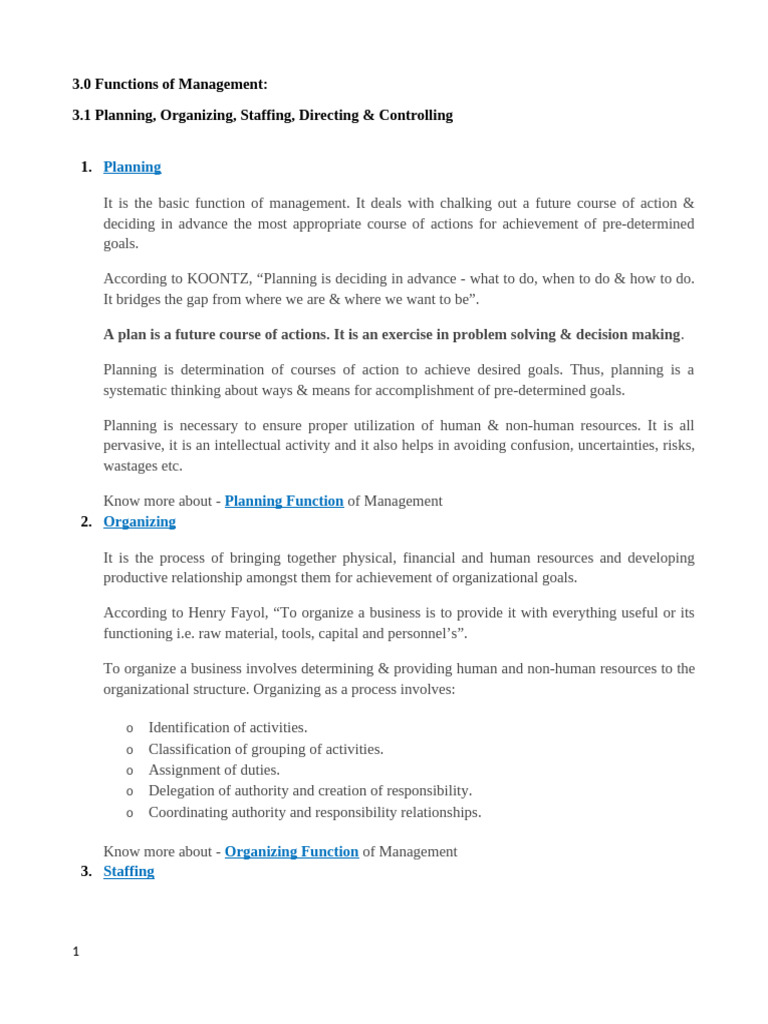 Functions of Management | PDF | Marketing | Strategic Planning
