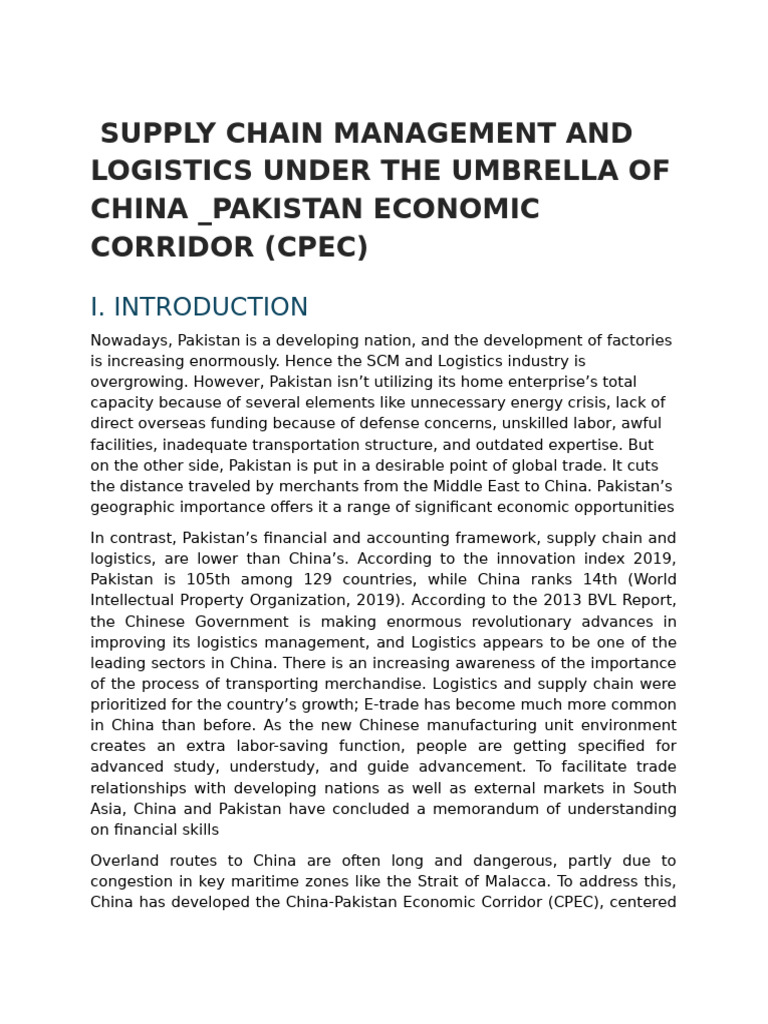 Supply Chain Management and Logistics Under The Umbrella of China | PDF ...