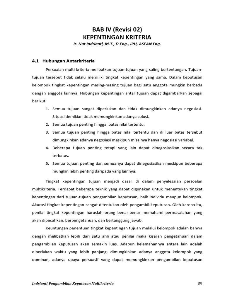 Kepentingan Kriteria dalam Pengambilan Keputusan | PDF