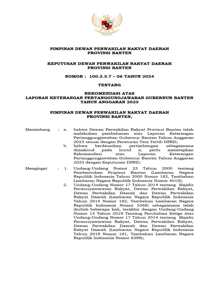 SK REKOMENDASI LKPJ TA. 2023 - 1715567111 | PDF