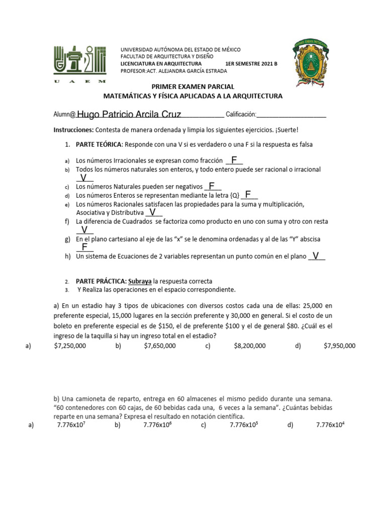 1ep Arq | PDF | Número racional | Factorización