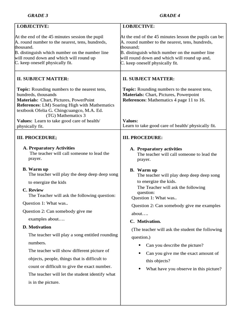 MULTIGRADE LESSON PLANS FOR GRADES 3 and 4 | PDF