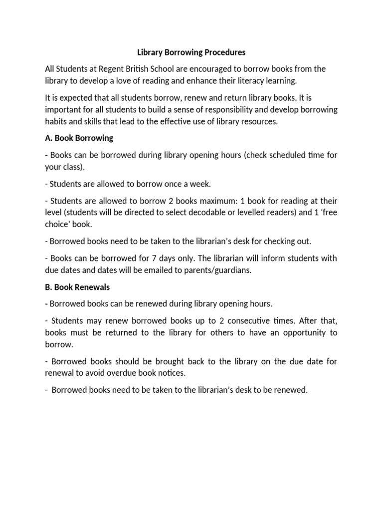 Library Book Borrowing Guidelines | PDF