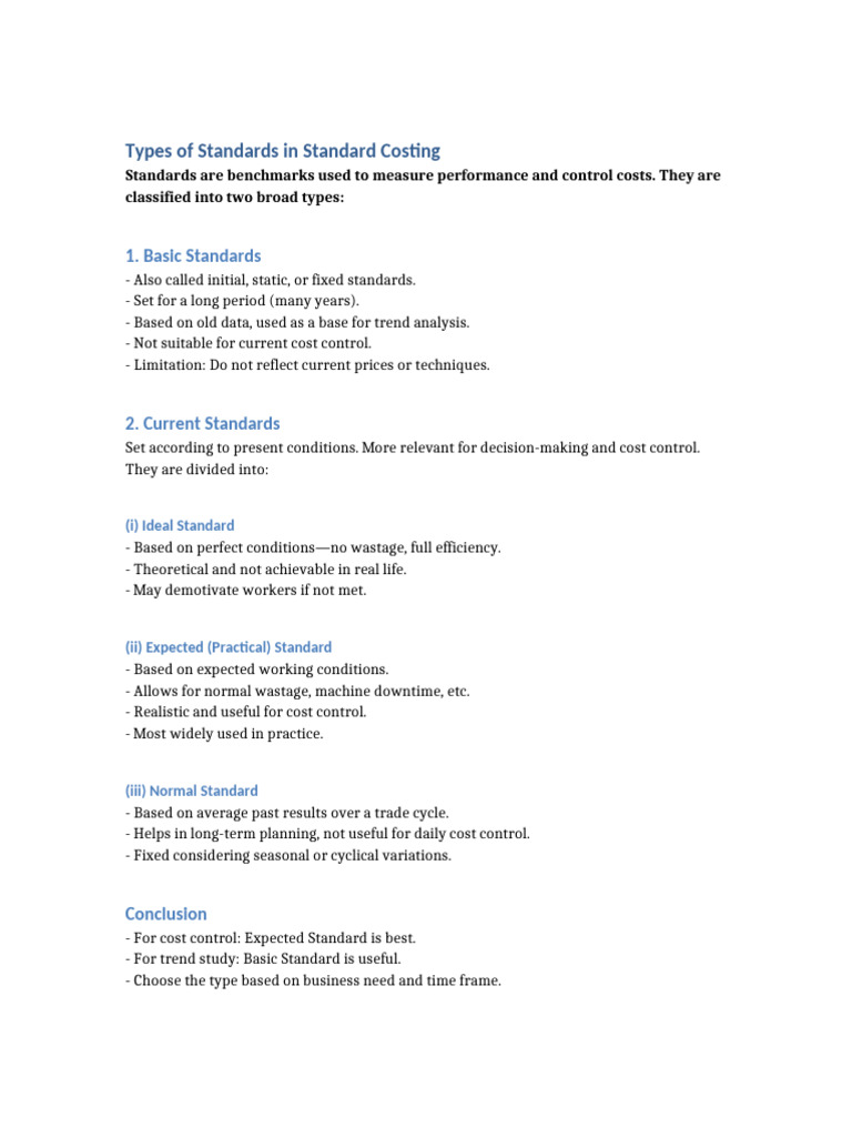 Types of Standards 14 Marks Answer | PDF