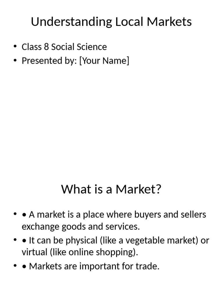 Understanding Local Markets for Grade 8 | PDF