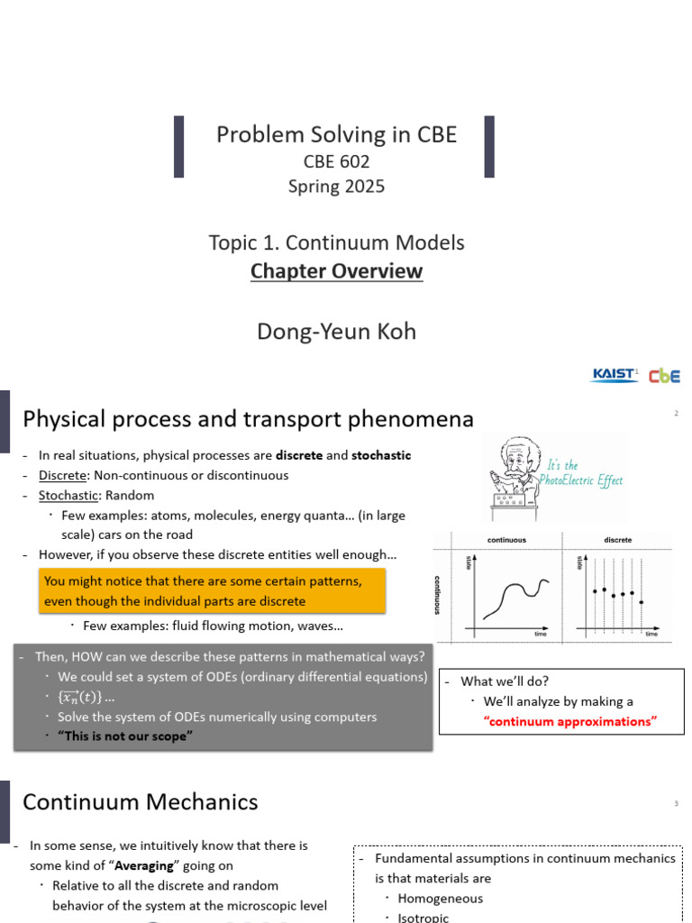 CBE602 Spring 2025 Topic 1 Continuum Models | PDF | Continuum Mechanics ...