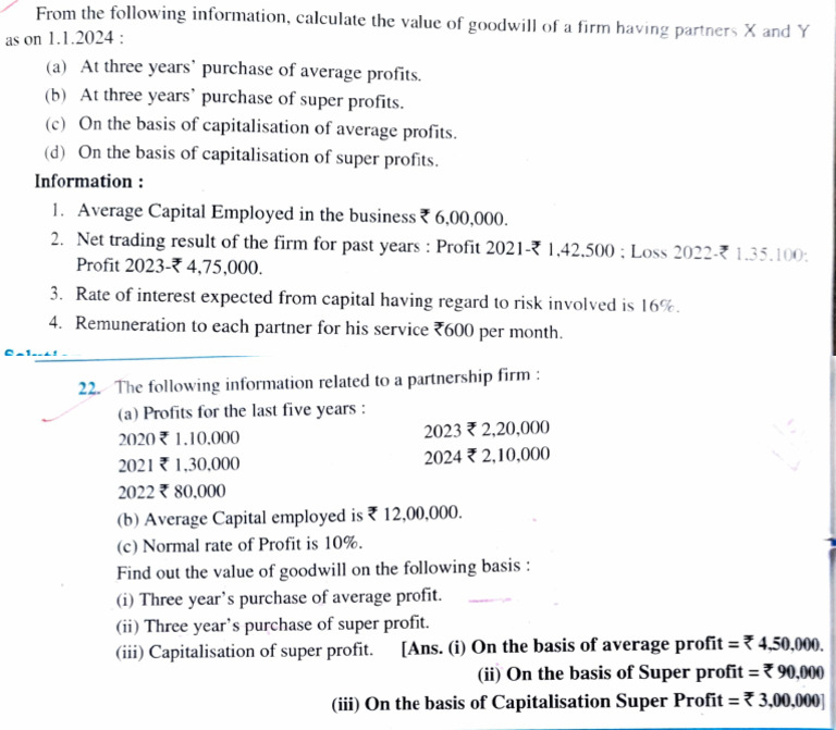 Goodwill Practical Questions | PDF