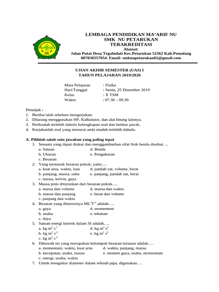 Soal Uas Fisika | PDF