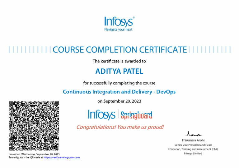 Aditya Patel: Continuous Integration and Delivery - Devops | PDF