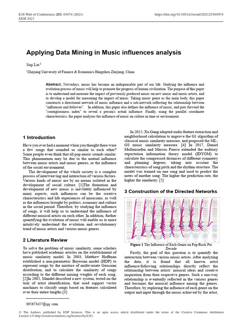 Applying Data Mining in Music Influences | PDF | Recession | Rock Music