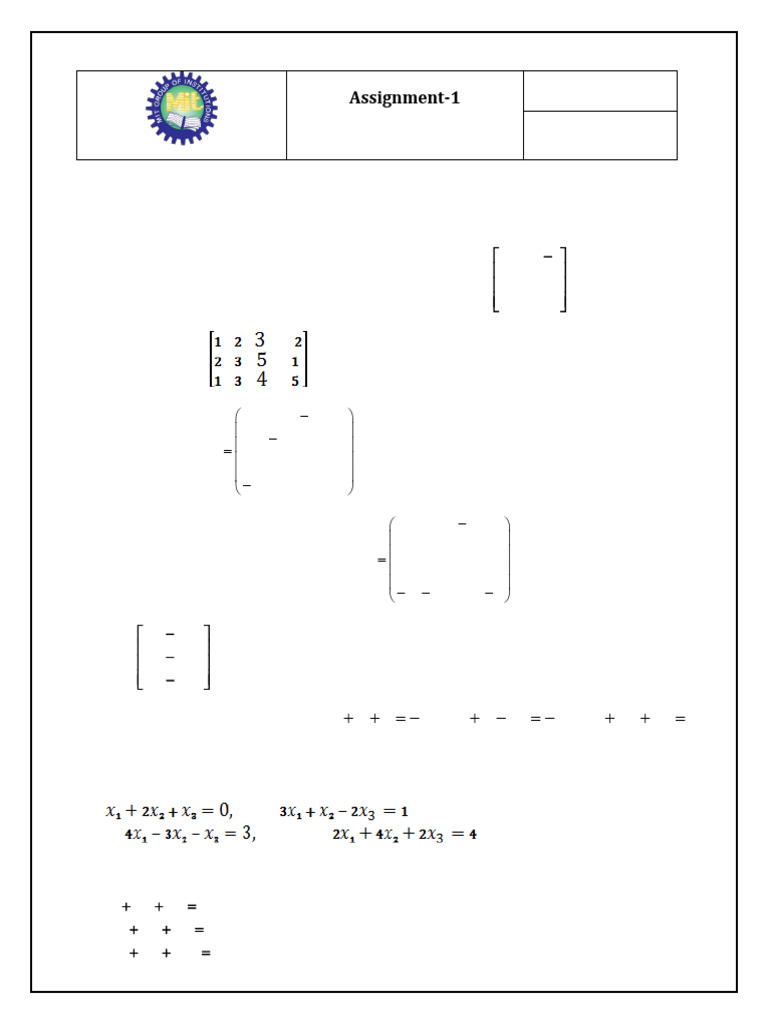 BAS-103 Assignment 2024-2025 | PDF | Matrix (Mathematics) | Eigenvalues And Eigenvectors