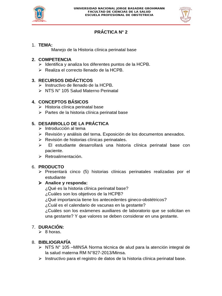 Guia Practica 2 - HCPB | PDF | Historial médico | Partería