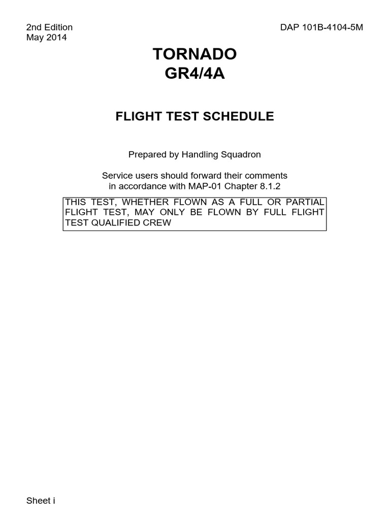 Tornado GR4 Flight Test Schedule | PDF | Flap (Aeronautics) | Flight Test
