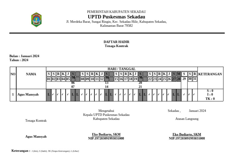 Rekap-Presensi-BulanJanuari 2024-Yohana | PDF