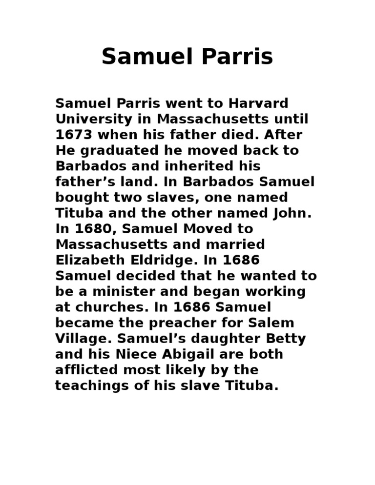 Samuel Parris | PDF