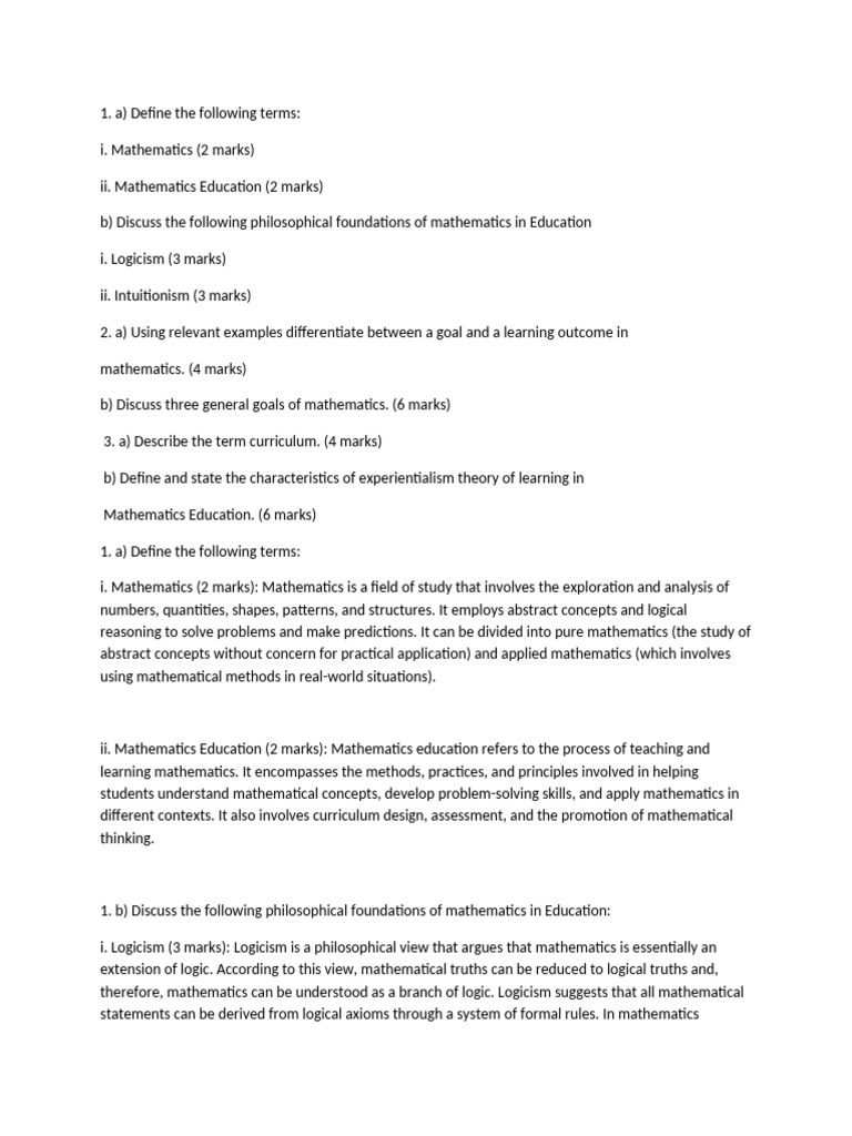 Subject Methods Maths Cat 1 | PDF | Mathematics | Curriculum