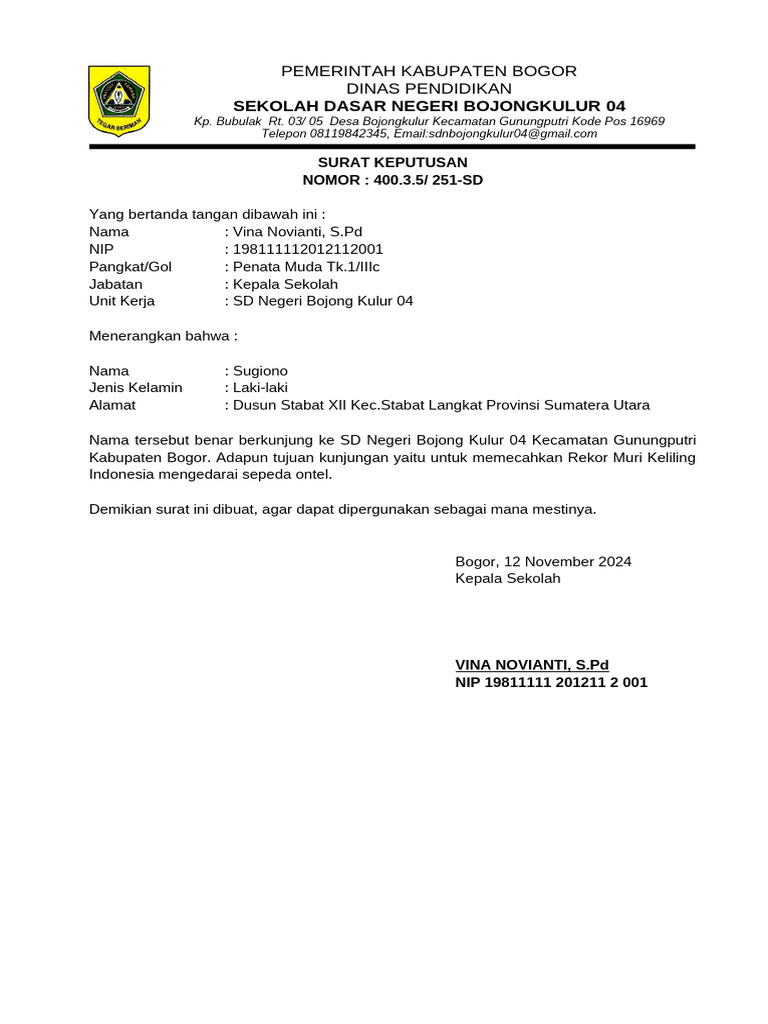 Surat Pernyataan Rekor Muri | PDF