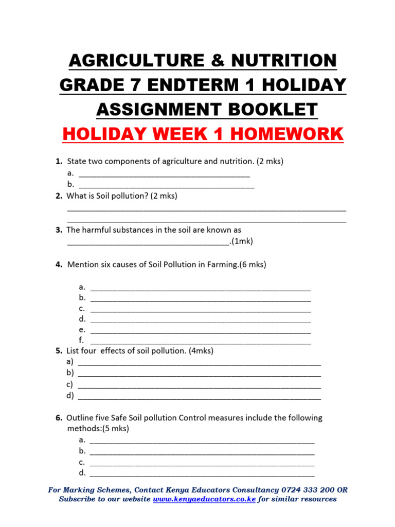 Grade 7 Endterm 1 Holiday Assignment Book_removed_removed | PDF | Anxiety | Surface Runoff
