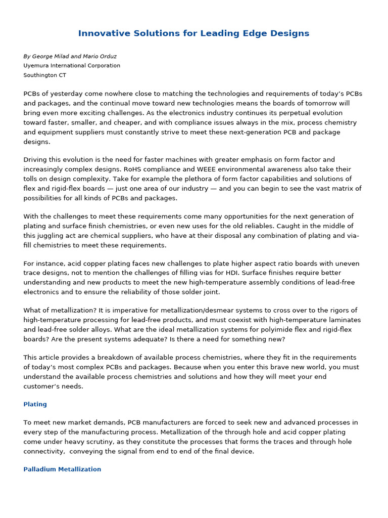 Innovative Solutions For Leading Edge Designs | PDF | Printed Circuit ...