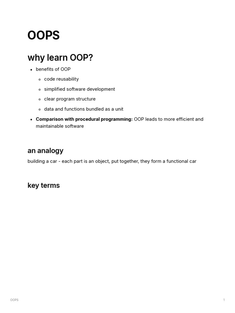 Oops One Shot Lecture Notes Pdf Class Computer Programming Method Computer Programming