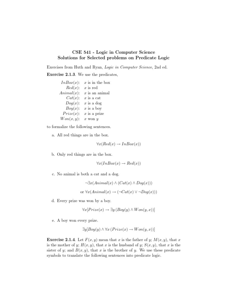 Solutions Huth Ryan Chapter 2 | PDF | Metalogic | Mathematical Logic