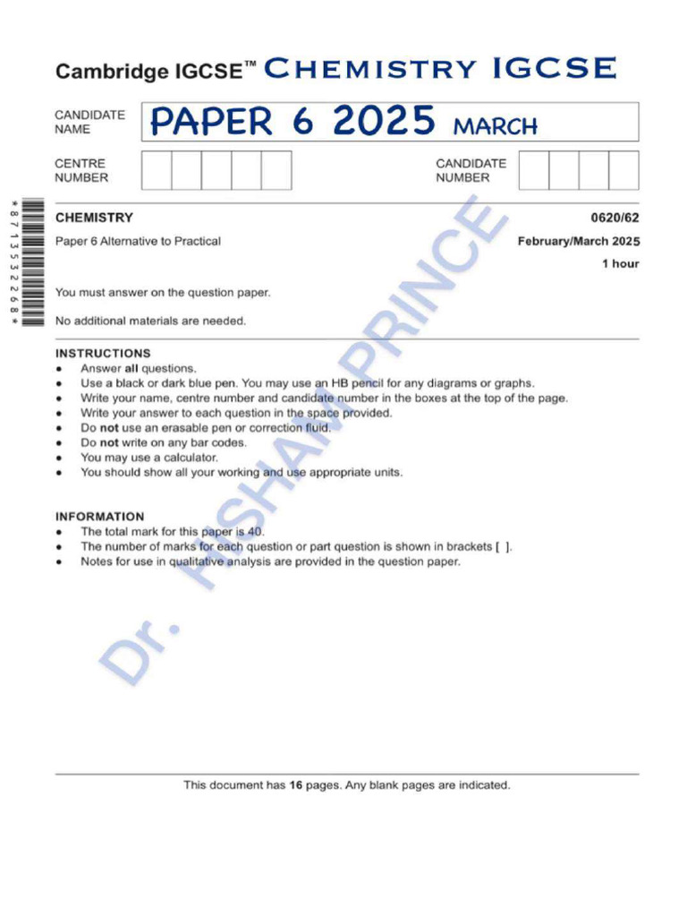 Chemisty Paper 6 March 2025 MS | PDF