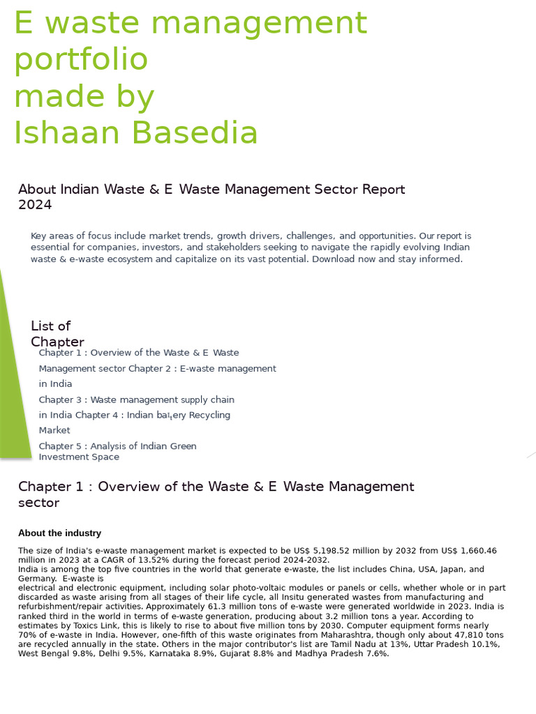 Indian E-Waste Management Report 2024 | PDF | Electronic Waste | Recycling
