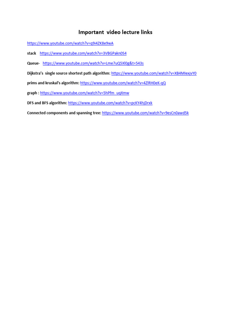 DSA Important Links | PDF