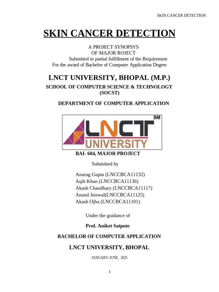 Skin Cancer Detection Synopsys | PDF | Deep Learning | Artificial ...