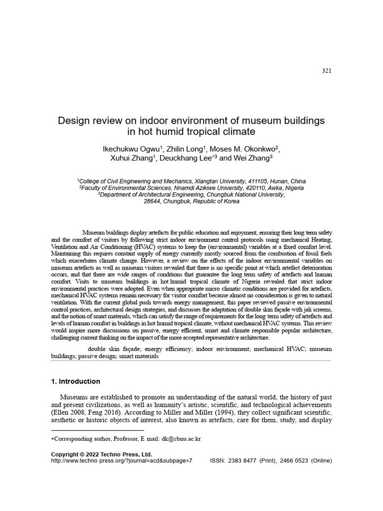 Design Review On Indoor Environment of Museum Buildings in Hot-Humid ...