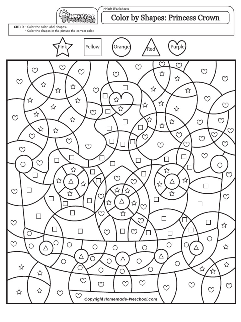 MW Color by Shapes Princess Crown | PDF