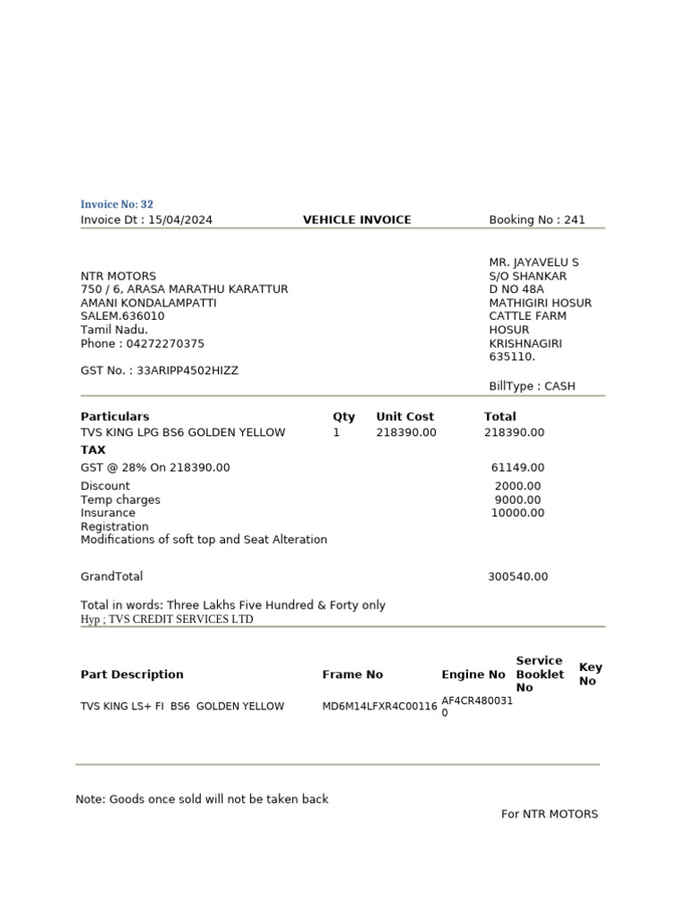 Jayavelu S LPG Invoice | PDF