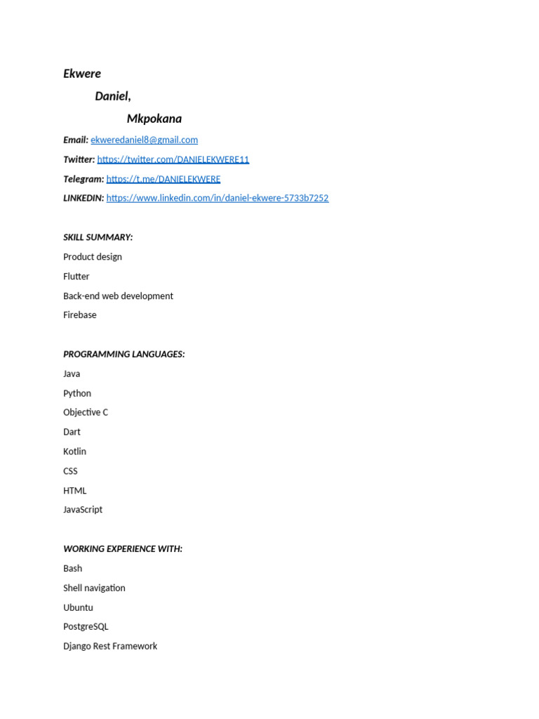 Ekwere Daniel CV | PDF