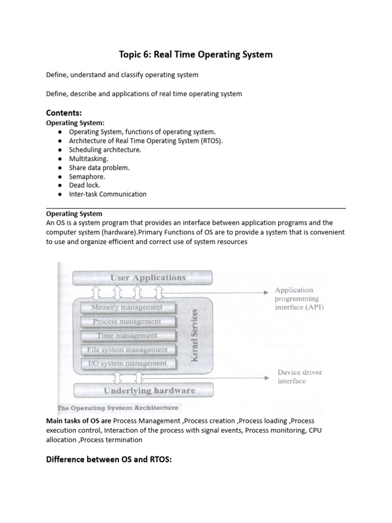 RTOS - Define - Describe and Applications of Real Time Operating System | PDF | Thread ...