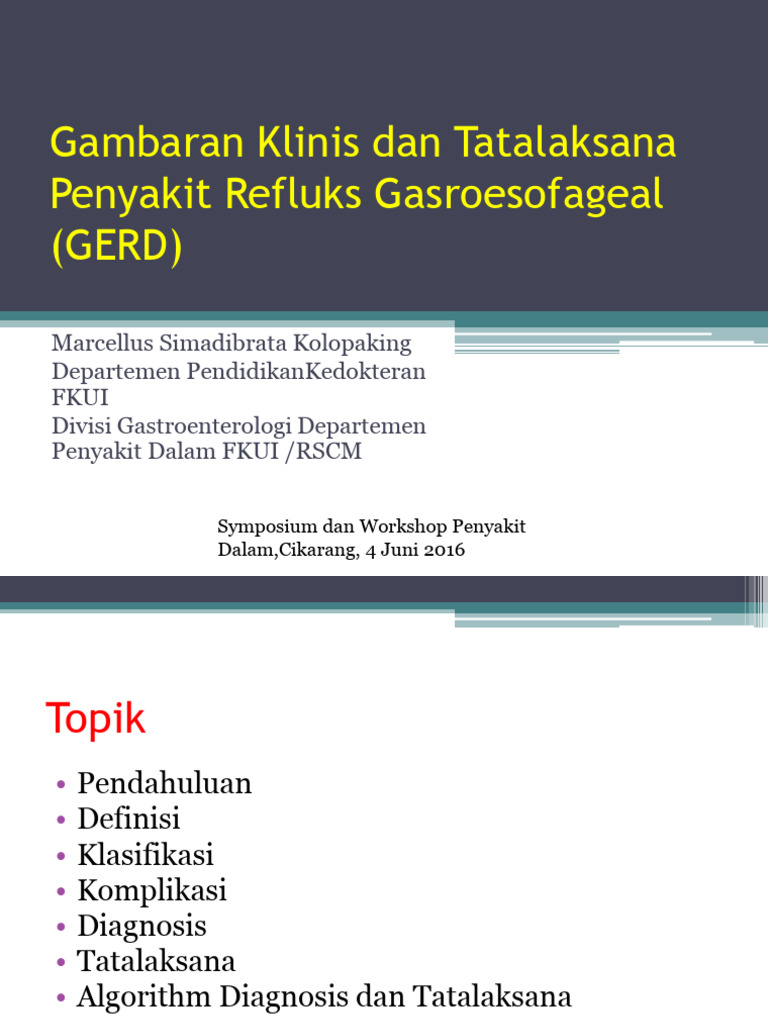Gambaran Klinis Dan Tatalaksana Penyakit Refluks Gasroesofageal | PDF