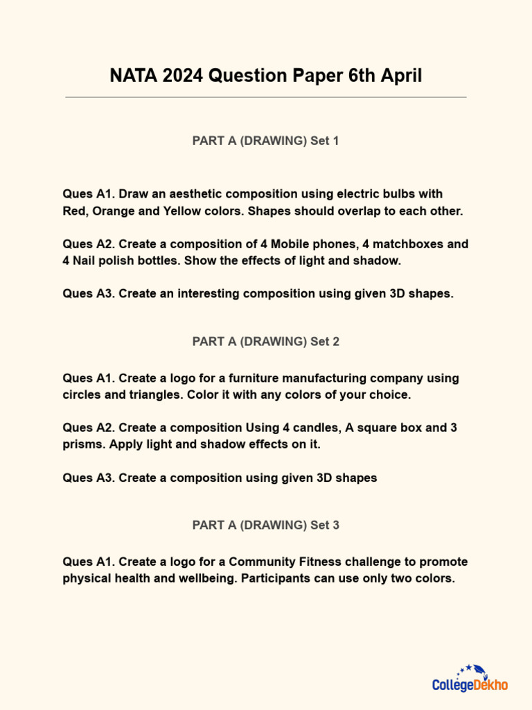 Nata 2024 Question Paper 6th April 52166c75a9e43bd 250425 235226 | PDF