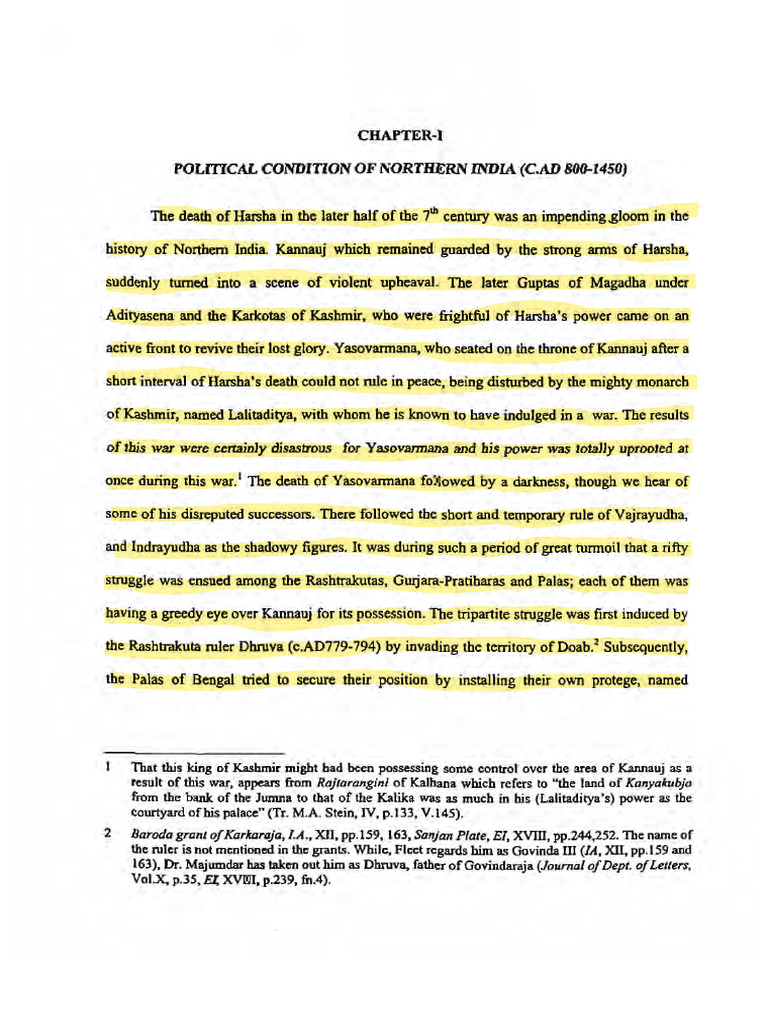 Tripartite Struggle Rashtrakuta Pal and Pratihara | PDF